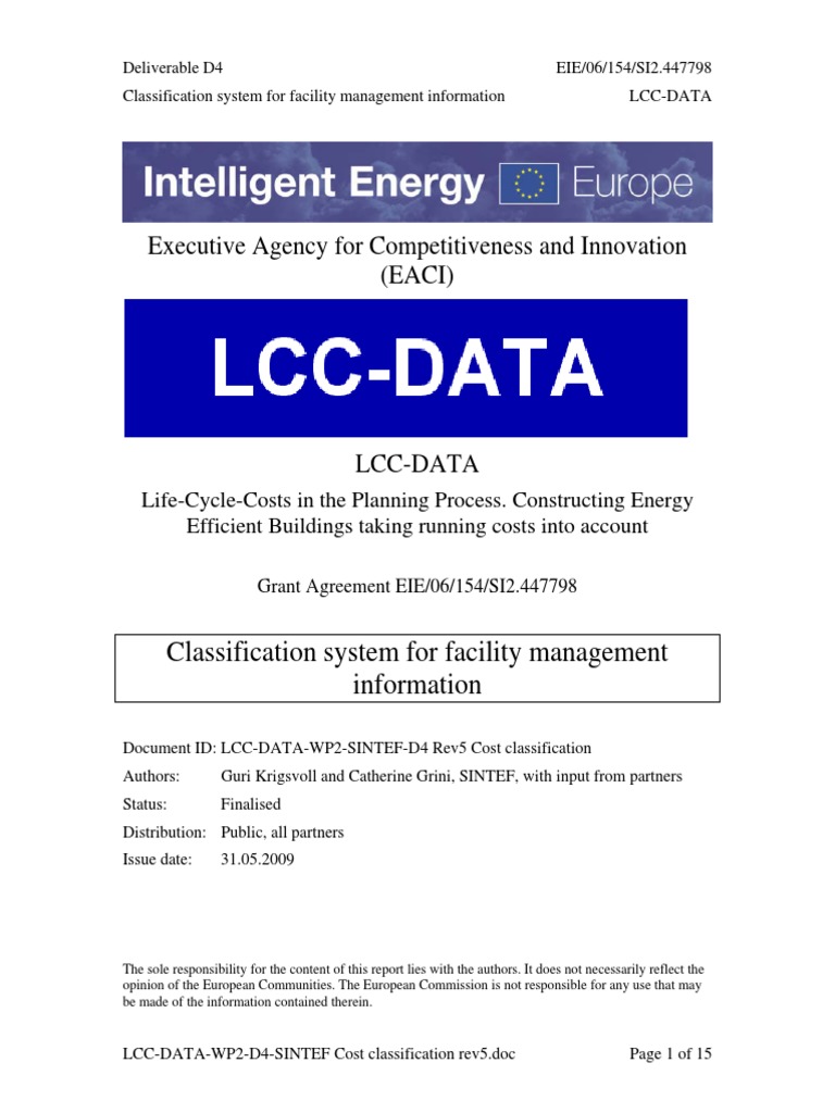 Lcc-Data Cost Classification en | PDF | Life Cycle Assessment ...