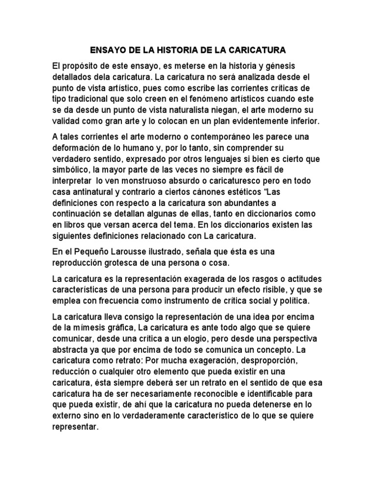 Historia y evolución de la caricatura | PDF | Caricatura | Ensayos