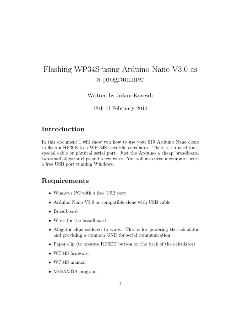 Flashing A WP 34S Using An Arduino Nano | PDF | Arduino | Usb
