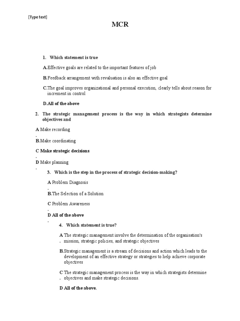 MCR MCQ | PDF | Takeover | Strategic Management