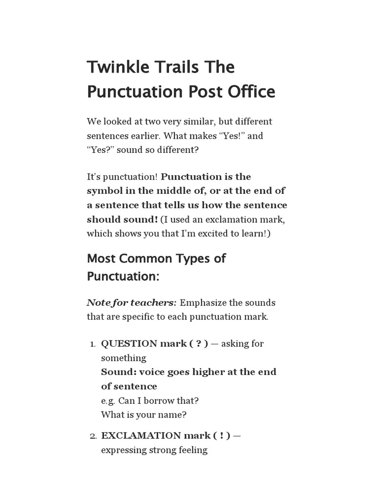 Twinkle Trails The Punctuation Post Office | PDF | Punctuation ...