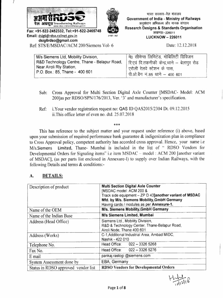 Siemens ACM 200 - Approval Letter (12.12.2018) PDF | PDF