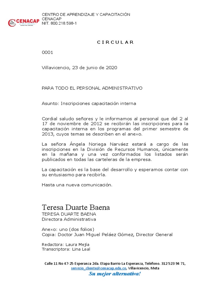 Ejemplo Circular General | PDF