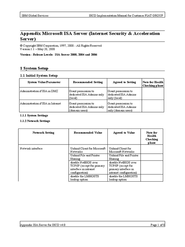 ISA-Server - ISCD - V4 0 - FIAT GROUP | PDF | Firewall (Computing ...