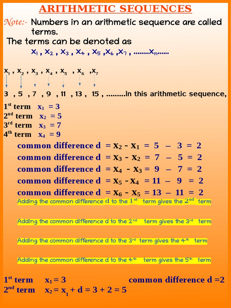 CHAPTER-1 - ARITHMETIC SEQUENCE (English Medium) Note | PDF | Numbers ...