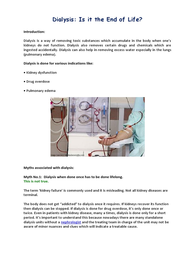 Dialysis Is It The End of Life | PDF | Dialysis | Nephrology