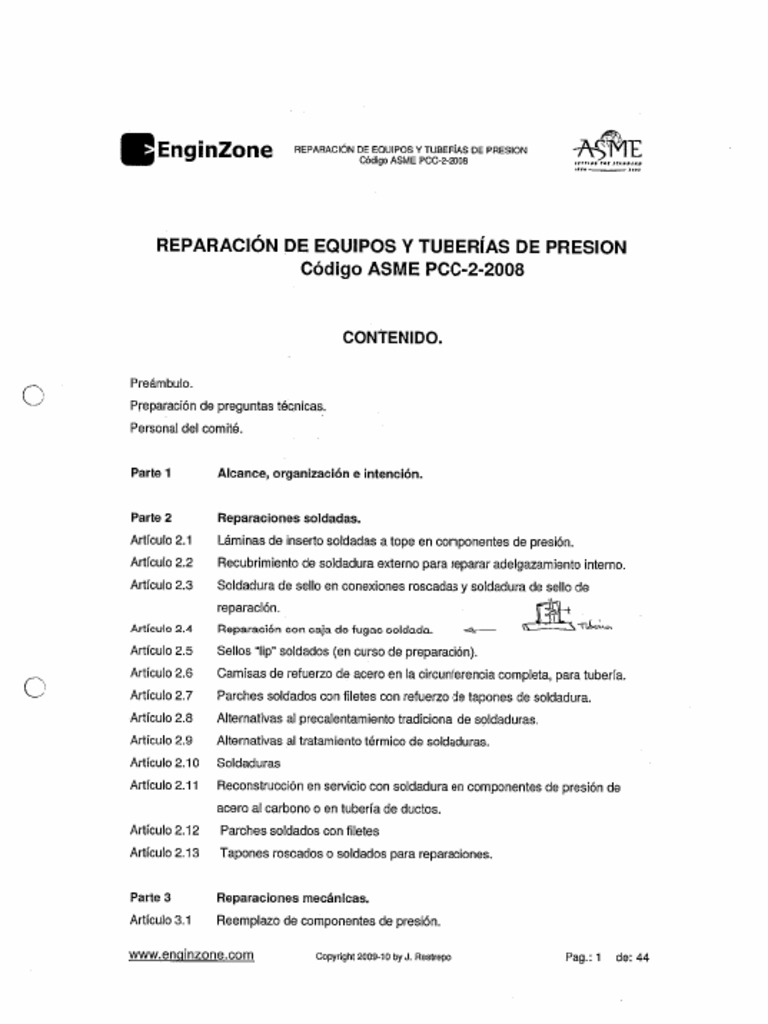 ASME PCC 2 2008 Reparacion de Equipos y Tuberias A Presion PDF | PDF