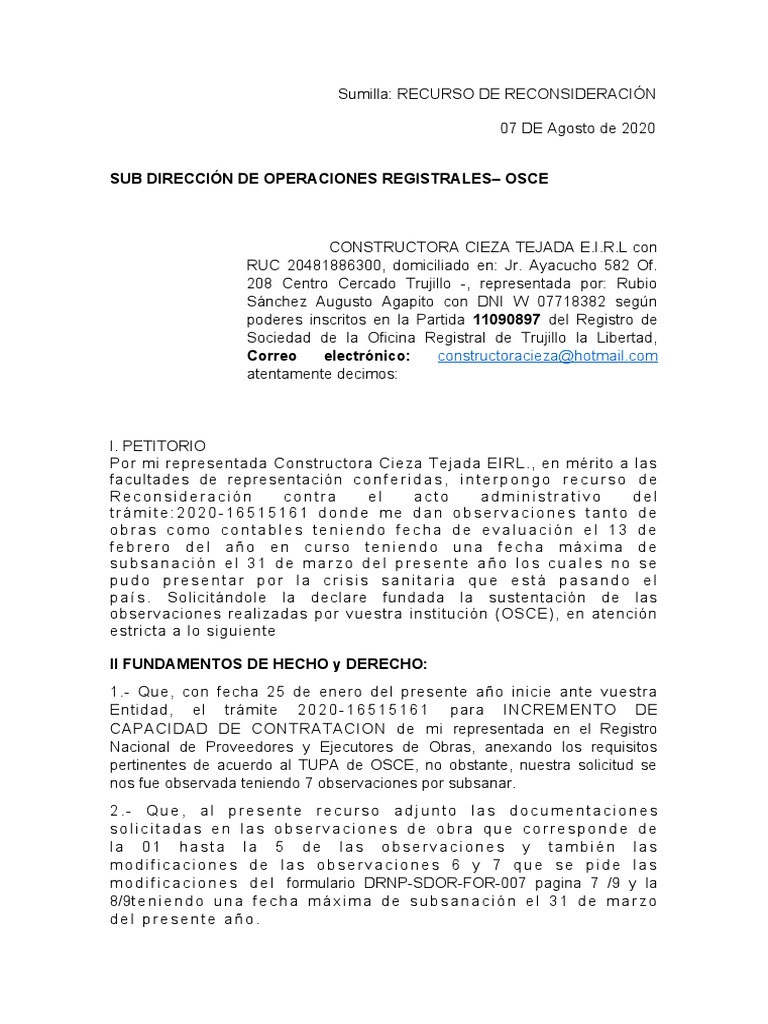 Recurso de Reconsideracion | PDF | Gobierno