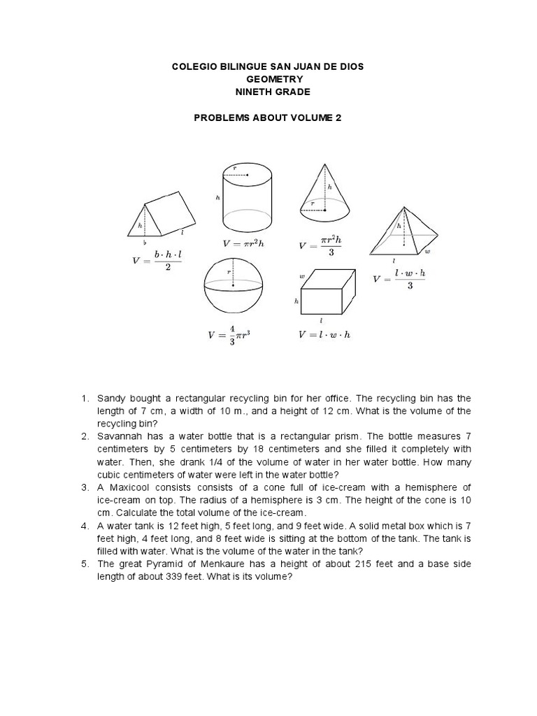 Volume Problems 2 | PDF