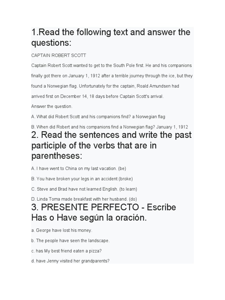 1.read The Following Text and Answer The Questions | PDF