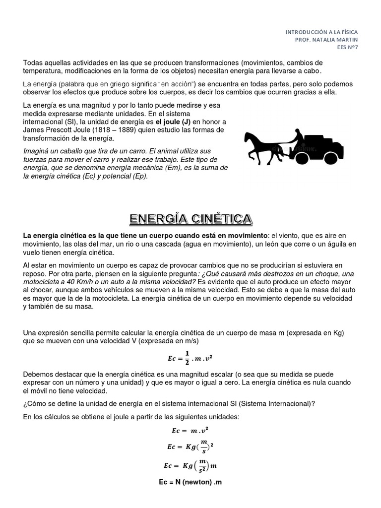 Energía Cinética y Potencial. Trabajo y Potencia | PDF | Vatio ...