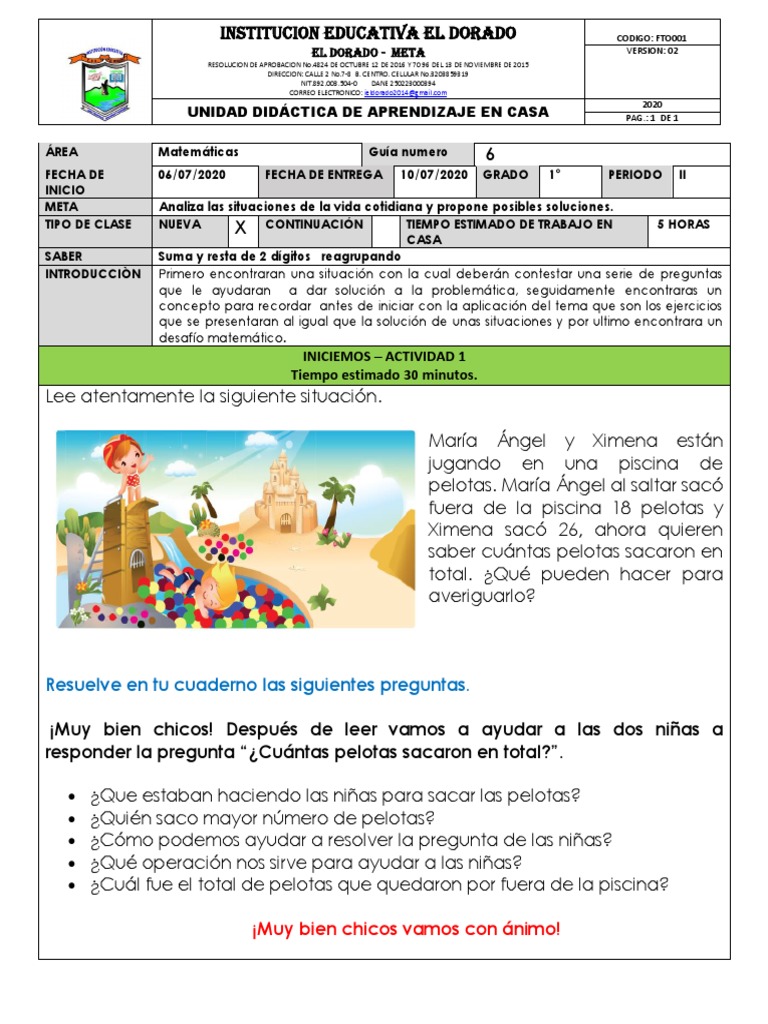 Guia 6 SUMAS DE 2 DIGITOS REAGRUPANDO | PDF