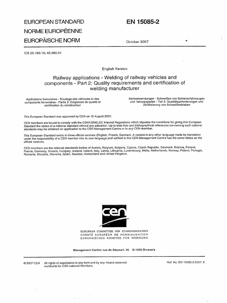 En 15085-2. 2007. | PDF