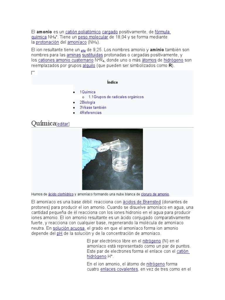 Amonio | PDF | Amonio | Ciencias fisicas