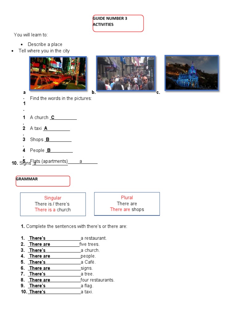 You Will Learn To: Describe A Place Tell Where You in The City | PDF ...