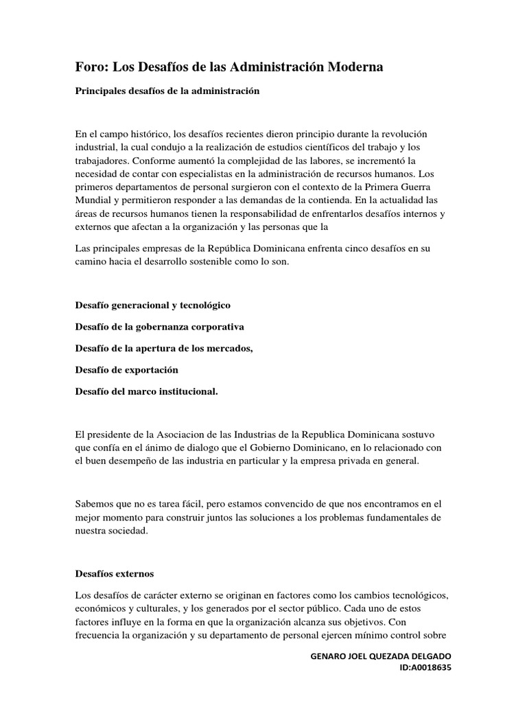 QUEZADA GENARO-Foro Los Desafíos de Las Administración Moderna | PDF ...