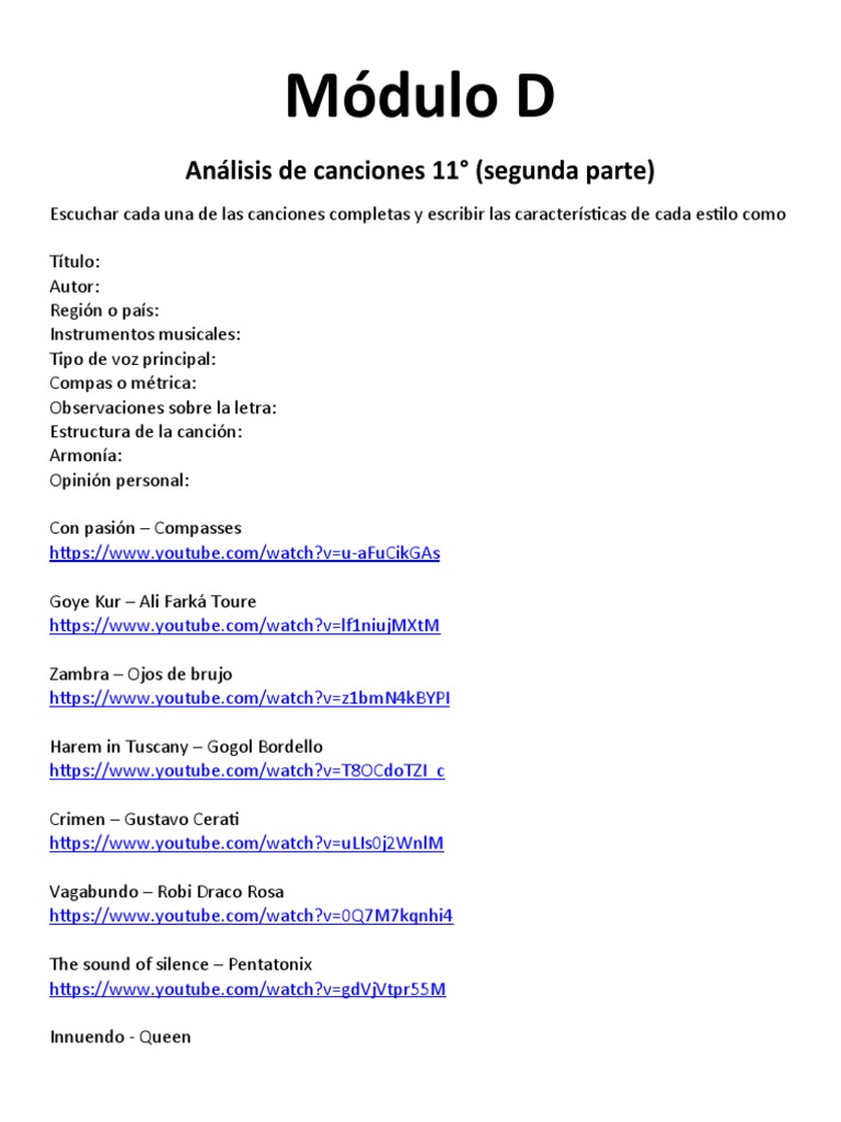 Analisis de Canciones Segunda Parte | PDF
