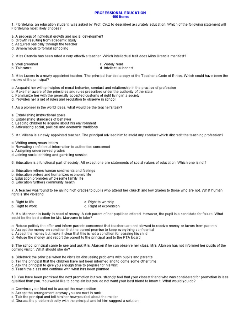 100 Items - Prof Ed-Done - LET REVIEWER | PDF | Experiment | Learning