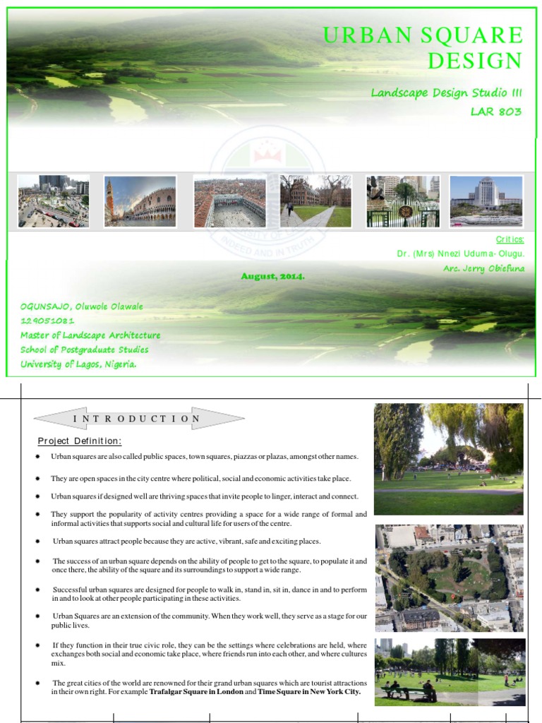 Urban Square Design: Landscape Design Studio III LAR 803 | PDF ...
