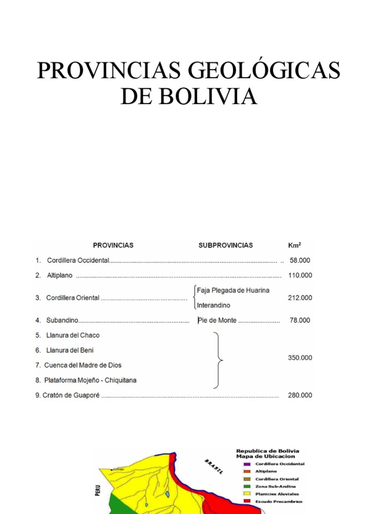 Provincias Geológicas de Bolivia | PDF | Andes | lago