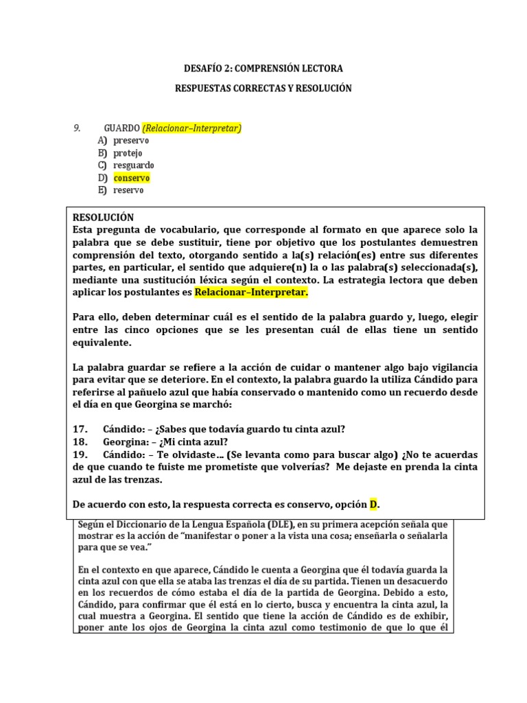 Comprensión lectora y respuestas | PDF