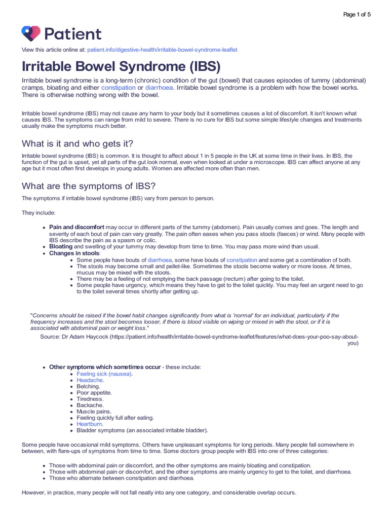 Irritable Bowel Syndrome (IBS) : What Is It and Who Gets It? | PDF ...