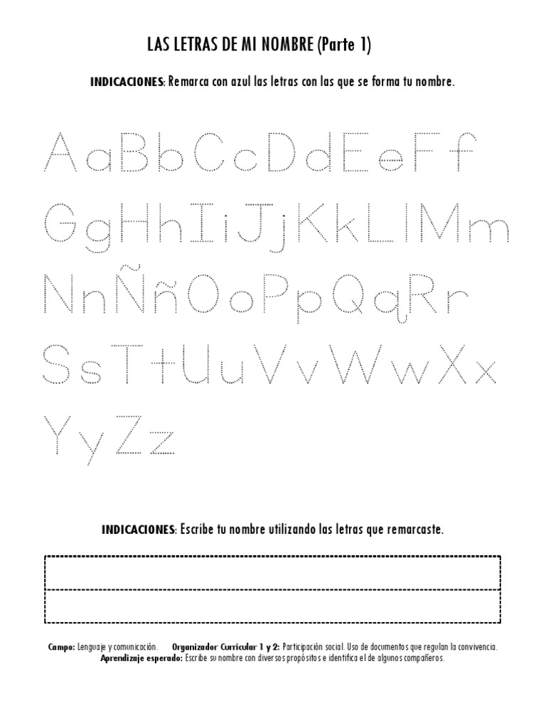 Actividades Las Letras de Mi Nombre | PDF