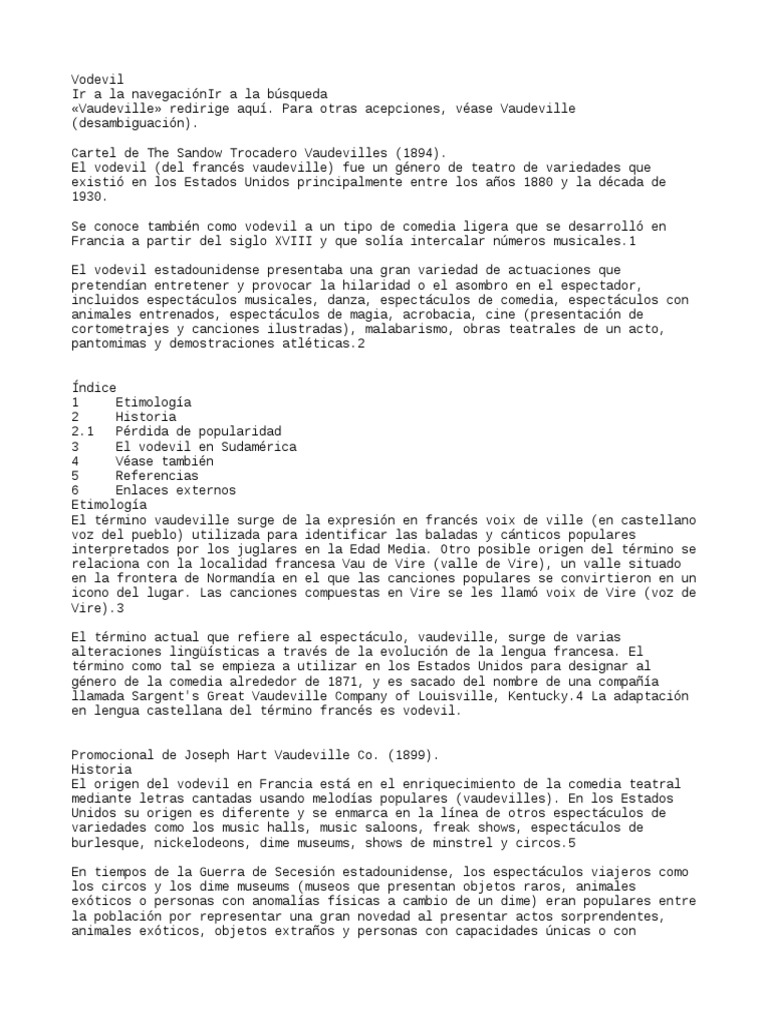Vodevil | PDF | Vodevil | Las artes escénicas