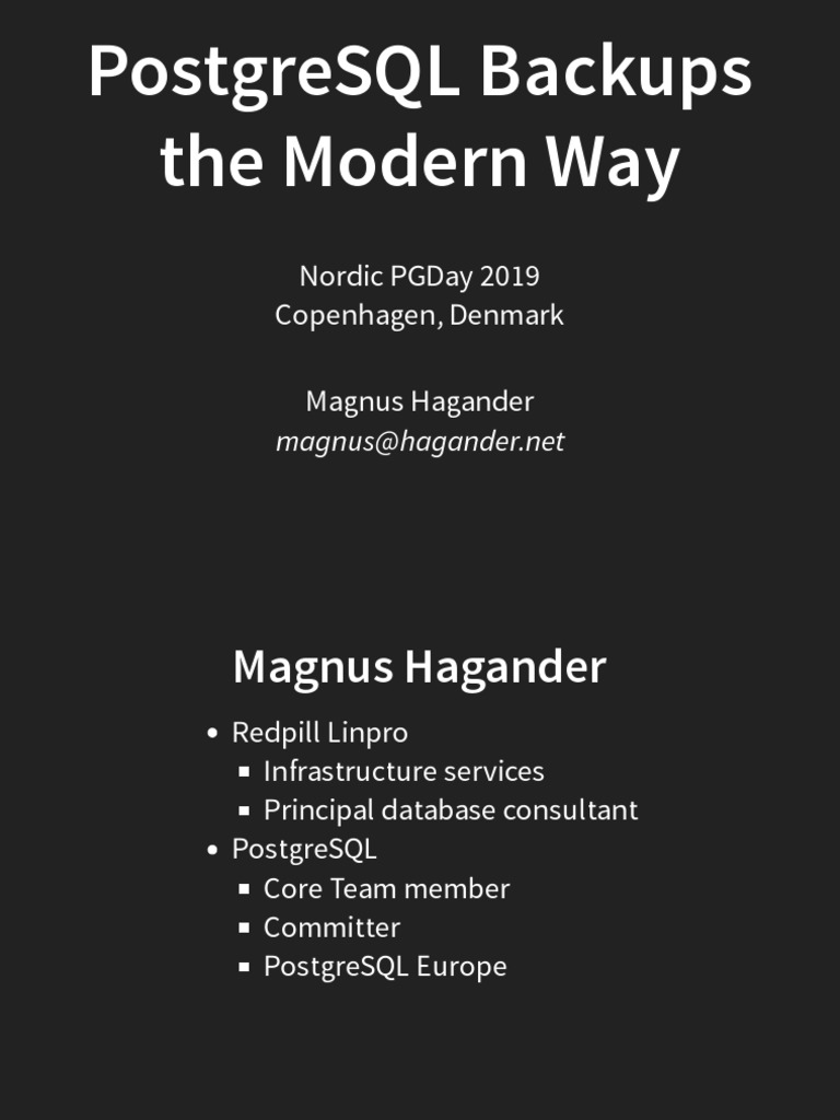 PostgreSQL Backups The Modern Way | PDF | Postgre Sql | Backup