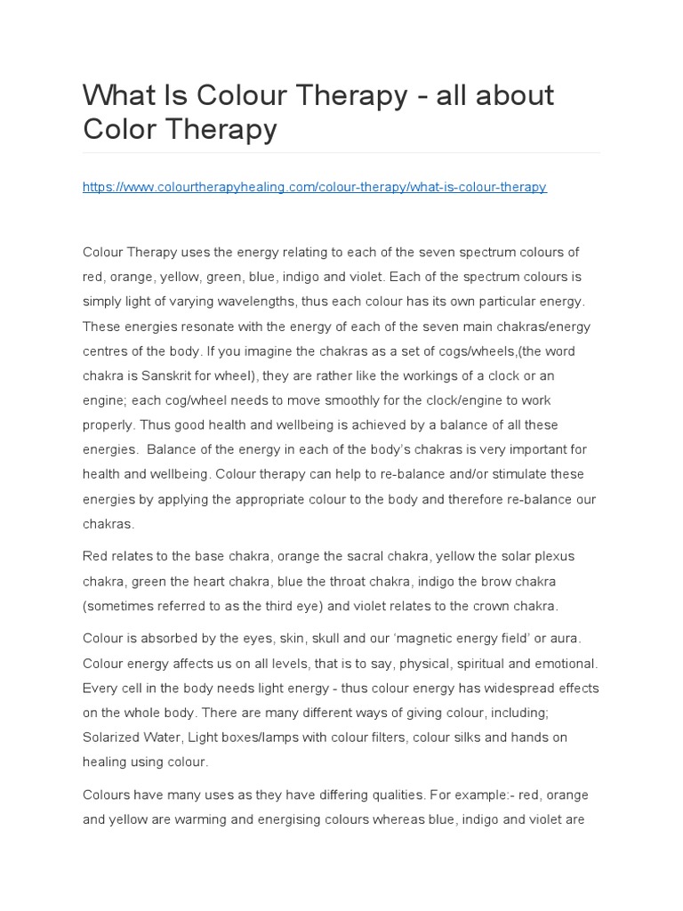 What Is Colour Therapy | PDF | Color | Chakra