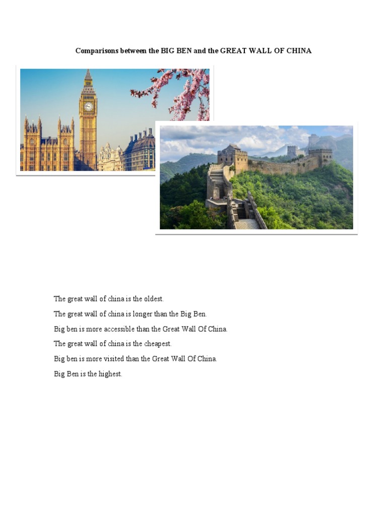 Big Ben vs Great Wall of China Comparison | PDF