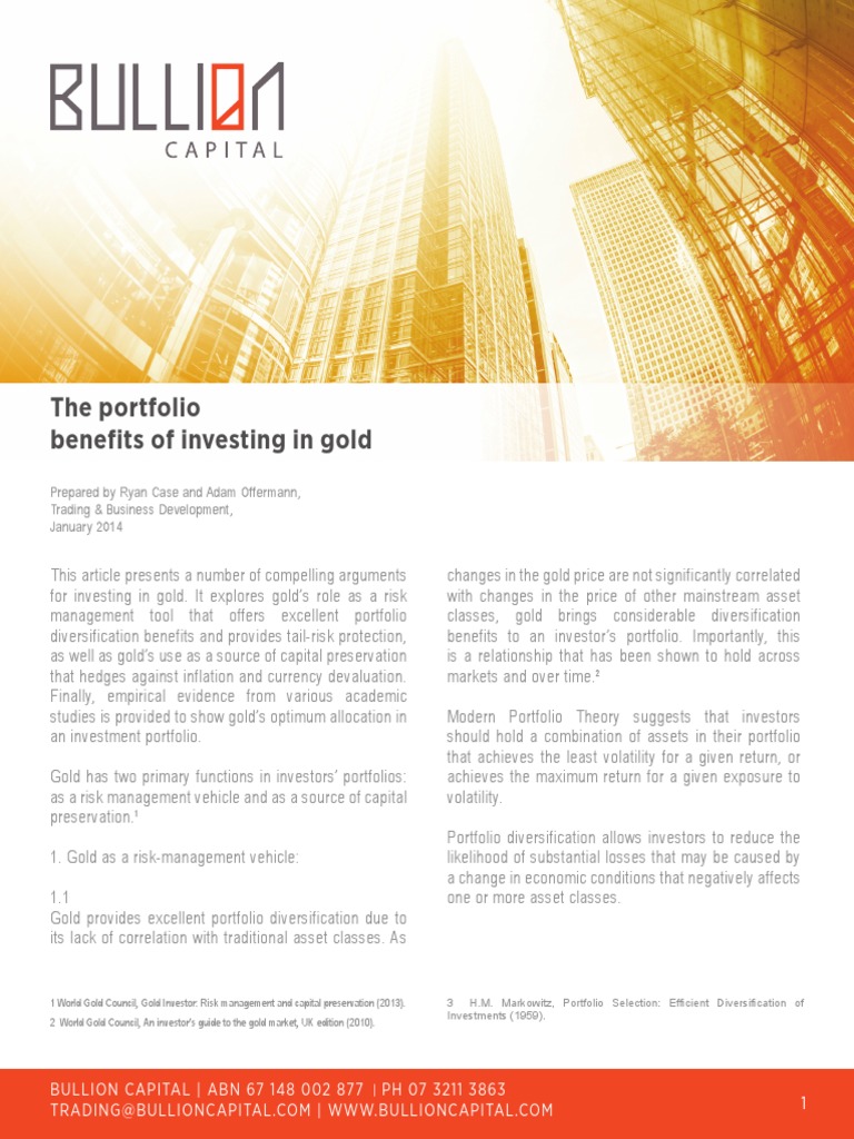 The Portfolio Benefits of Investing in Gold | PDF | Diversification ...