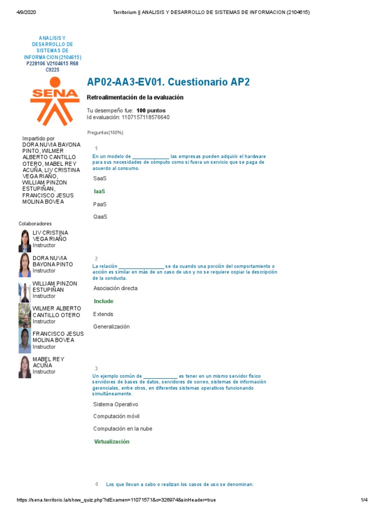 Ap02-Aa3-Ev01. Cuestionario Ap2 | Descargar gratis PDF | Caso de uso ...