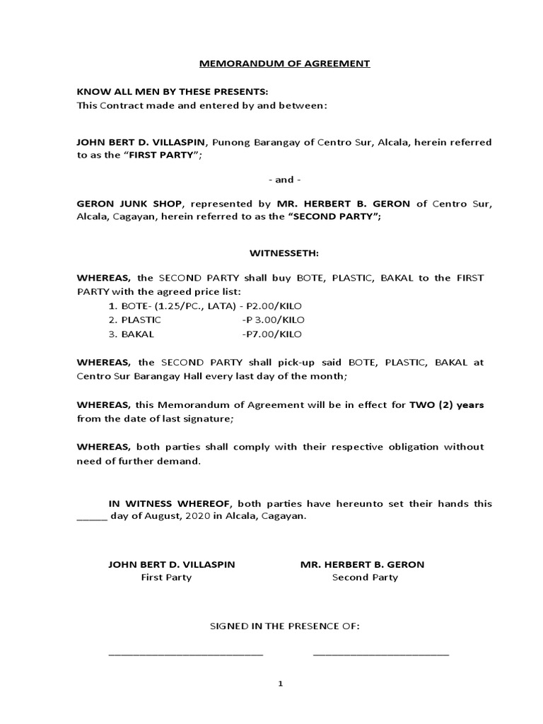 Contract Template | PDF | Document | Justice