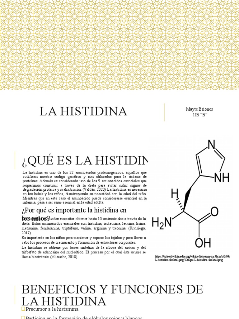 La Histidina | PDF | Biosíntesis | Aminoácidos
