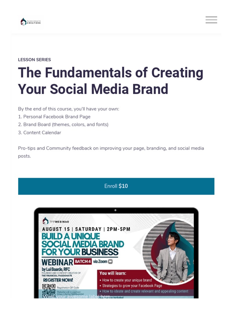 The Fundamentals of Creating Your Social Media Brand: Lesson Series | PDF