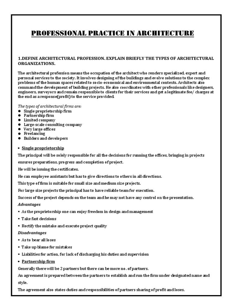 PROFESSIONAL PRACTICE in Architecture NOTES | PDF | Arbitral Tribunal ...
