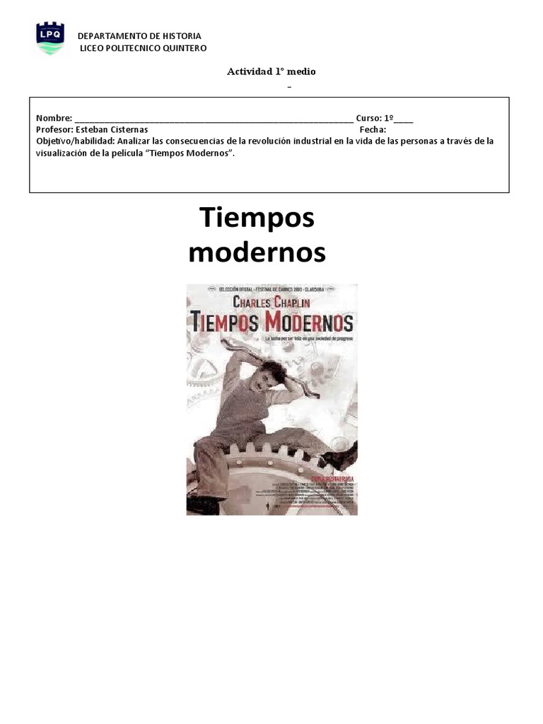 Actividad 1º Medio Tiempos Modernos. Evaluada | PDF