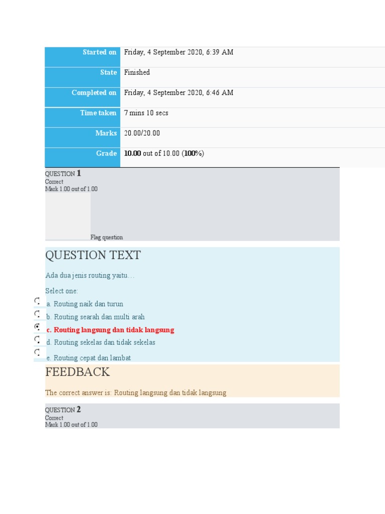 Question Text: Started On State Completed On Time Taken Marks Grade | PDF | Local Area Network ...