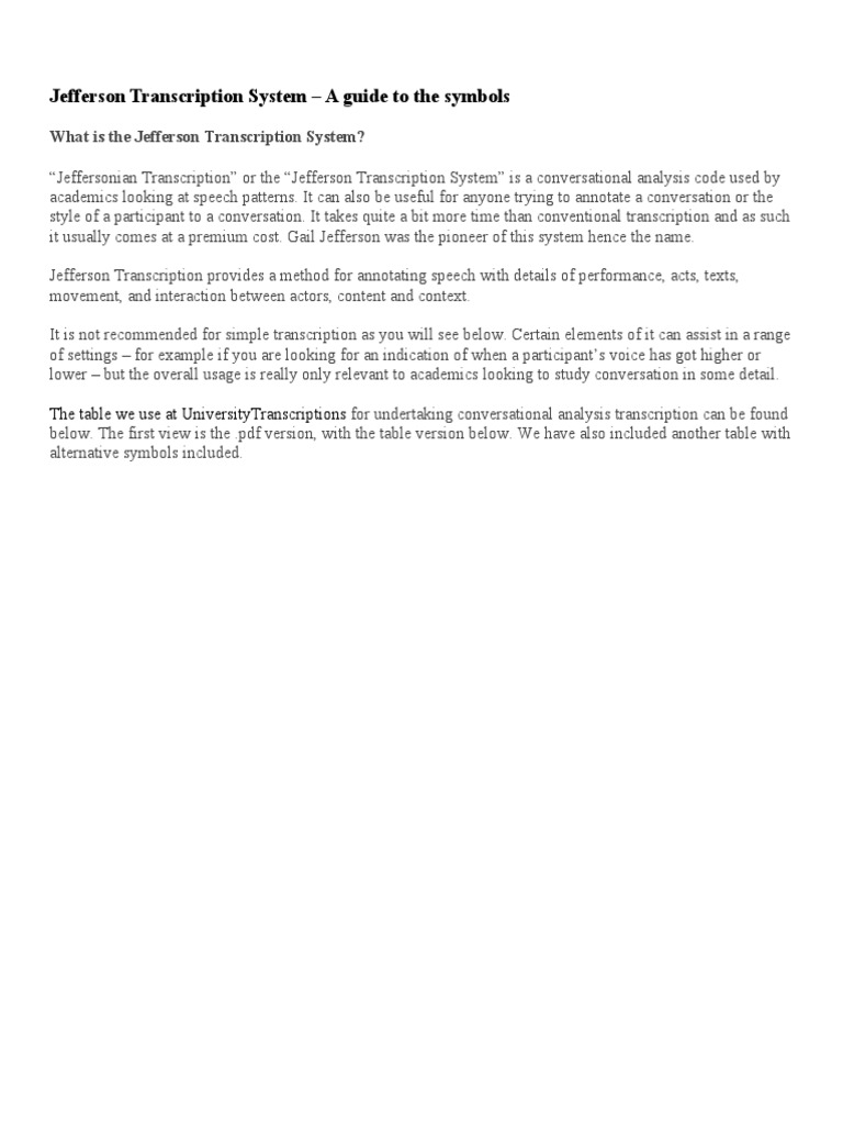 Jefferson Transcription System | PDF | Syllable | Bracket