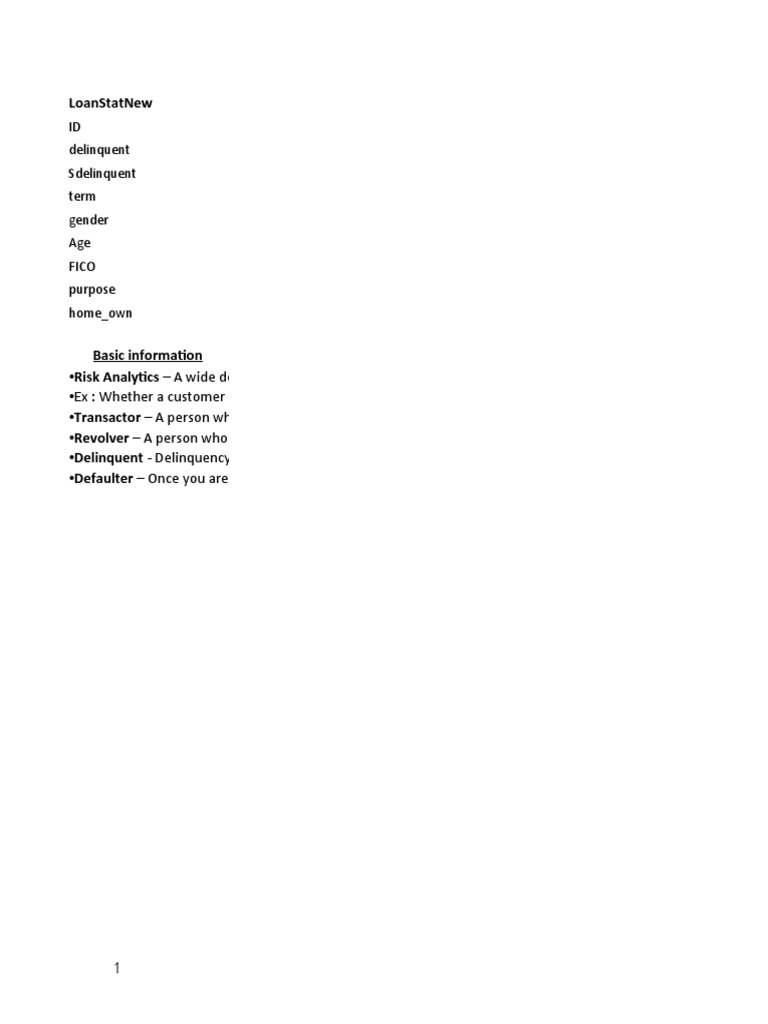 Loan Delinquent Data Dictionary Pdf