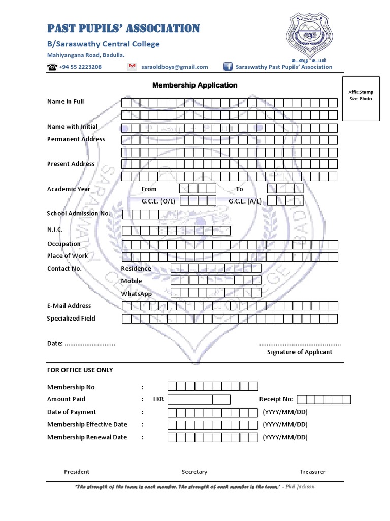 Bd/Saraswathy PPA Membership Application | PDF | Services (Economics ...
