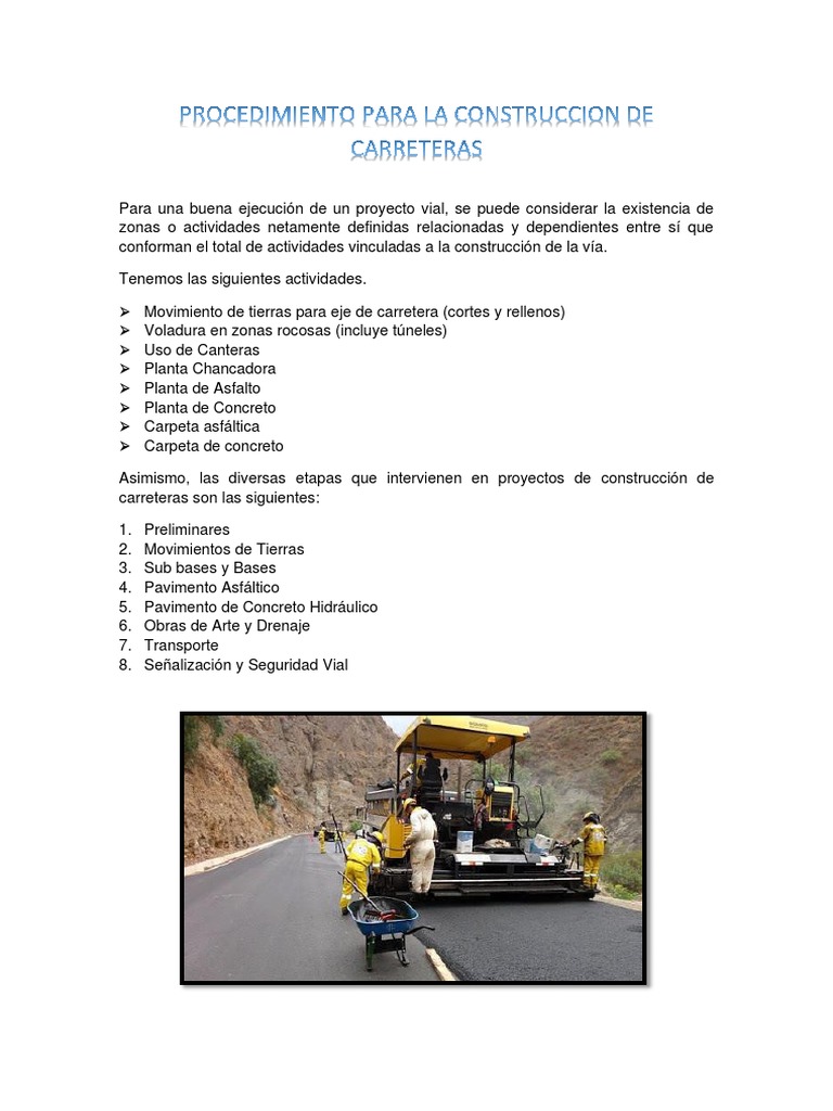 Proceso Constructivo de Carreteras | PDF | La carretera | Hormigón