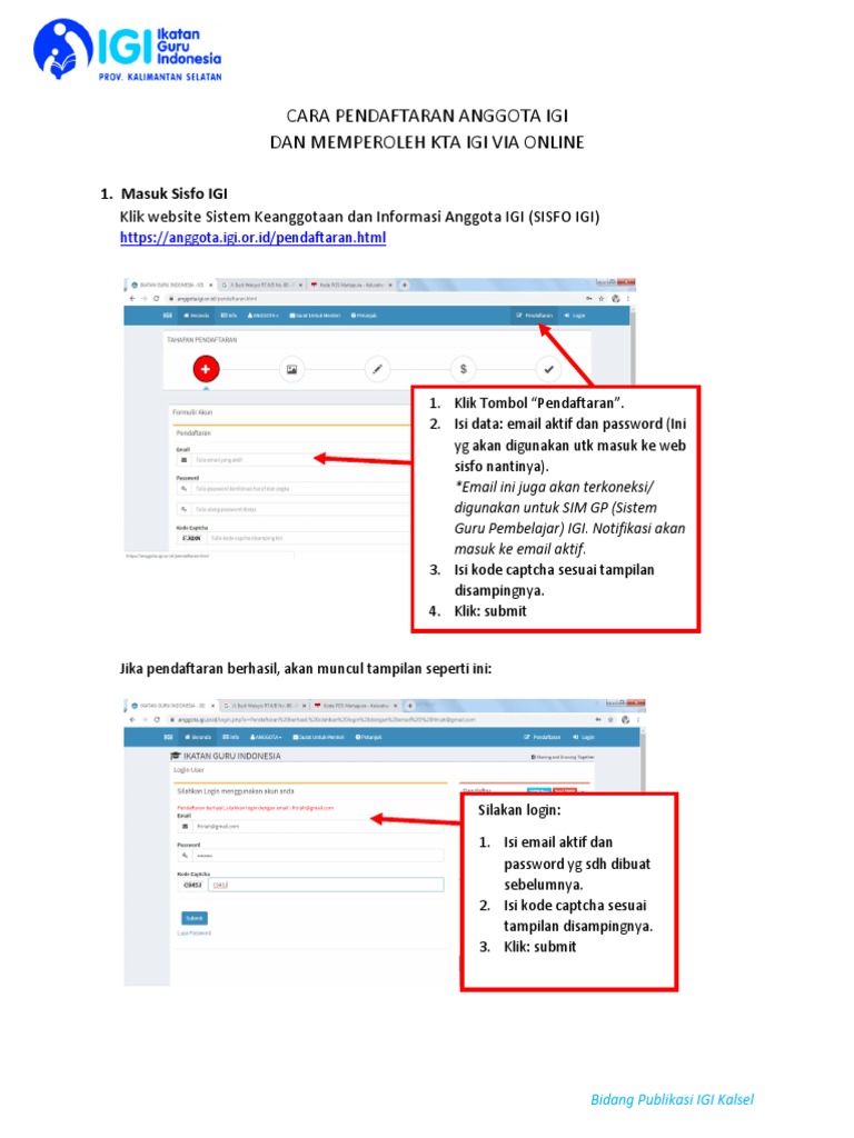 Panduan Pendaftaran KTA IGI Online | PDF