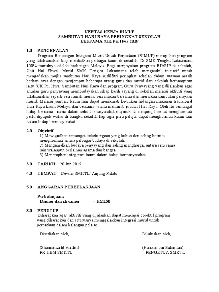 Kertas Kerja Rimup | PDF