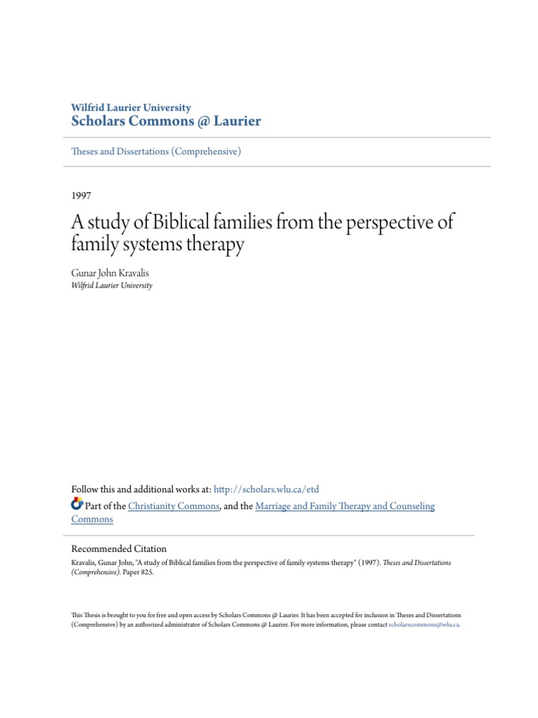A Study of Biblical Families From The Perspective of Family Syste PDF | PDF