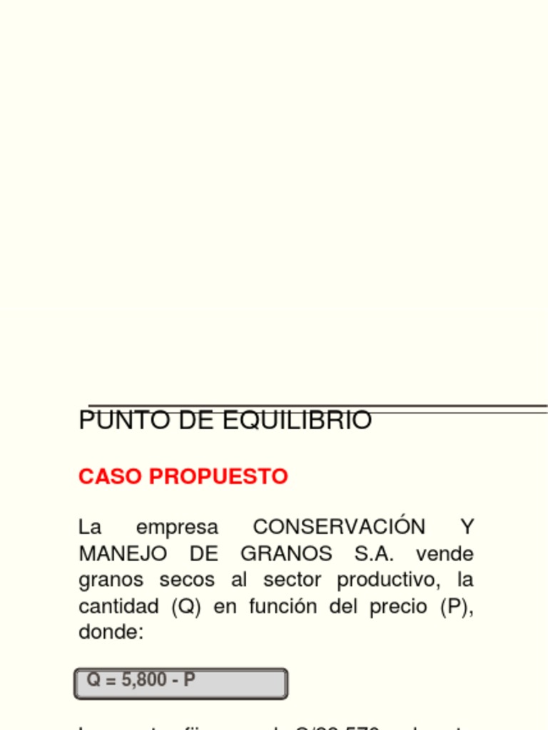 Caso Punto de Equilibrio Cristobal Escobar Maria | PDF