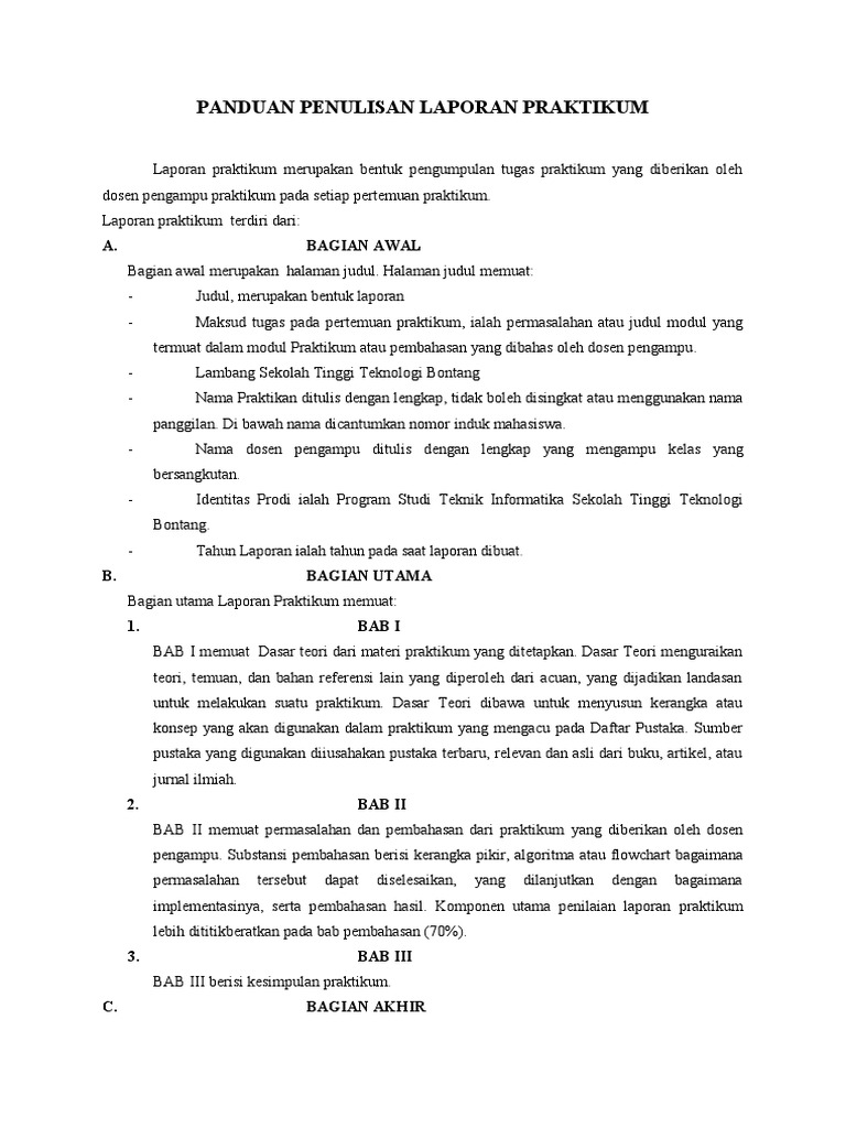 Panduan Laporan Praktikum | PDF