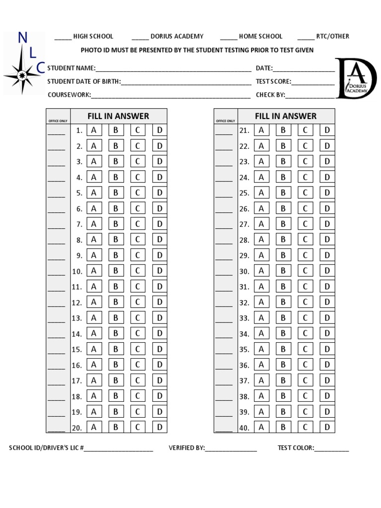 Student Answer Sheet | PDF