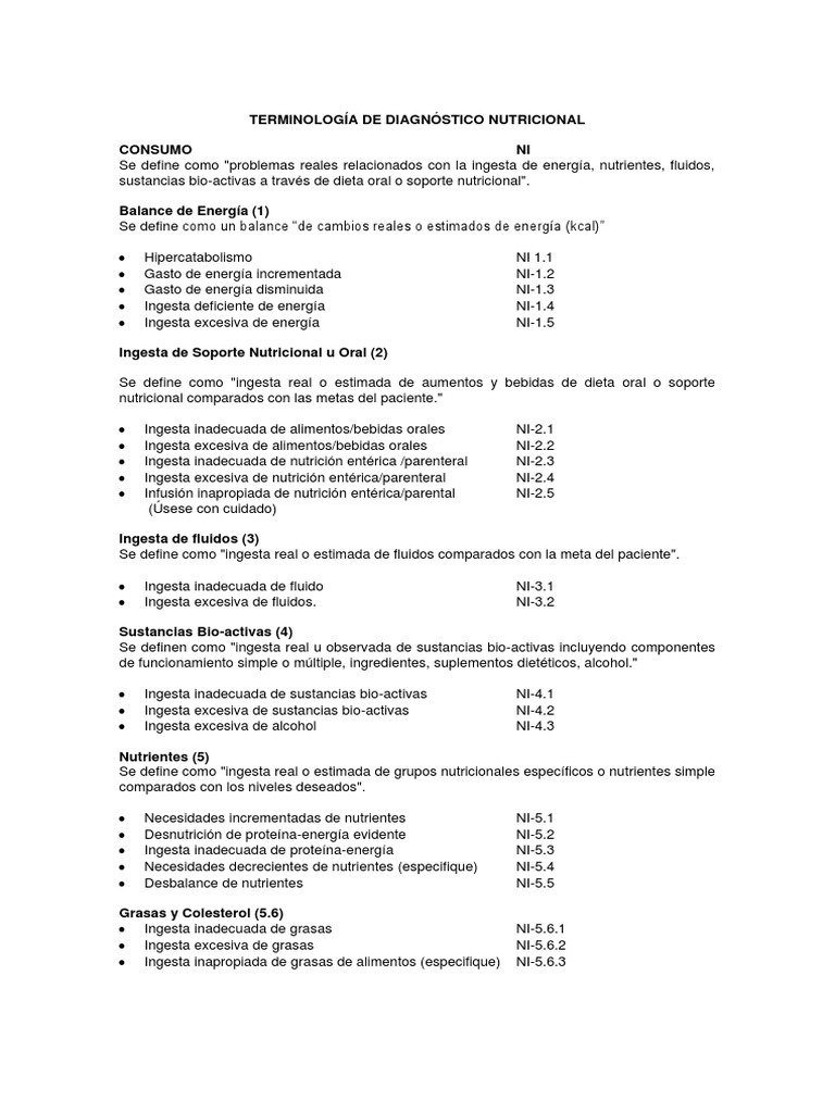 TERMINOLOGÍA - Códigos PCN - Actualizado | PDF | Alimentos | Nutrición